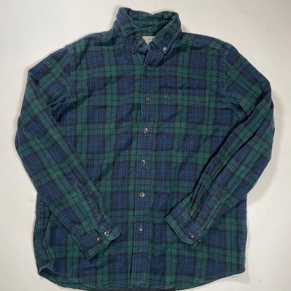 L.L. Bean | Shirts | Ll Bean Flannel Shirt Mens M Green Blue Plaid ...